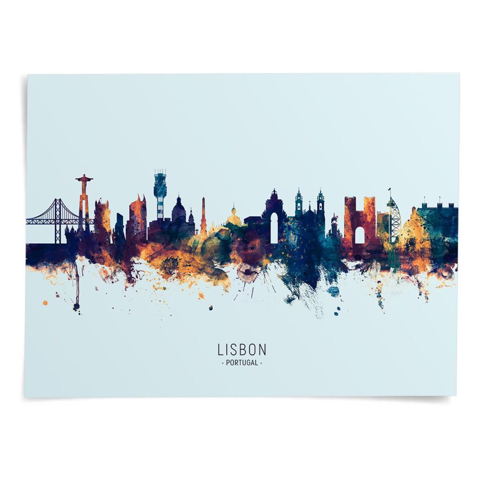 Lisbon Skyline, Portugal - Cityscape Painting Art Print Poster CX (6507 ...