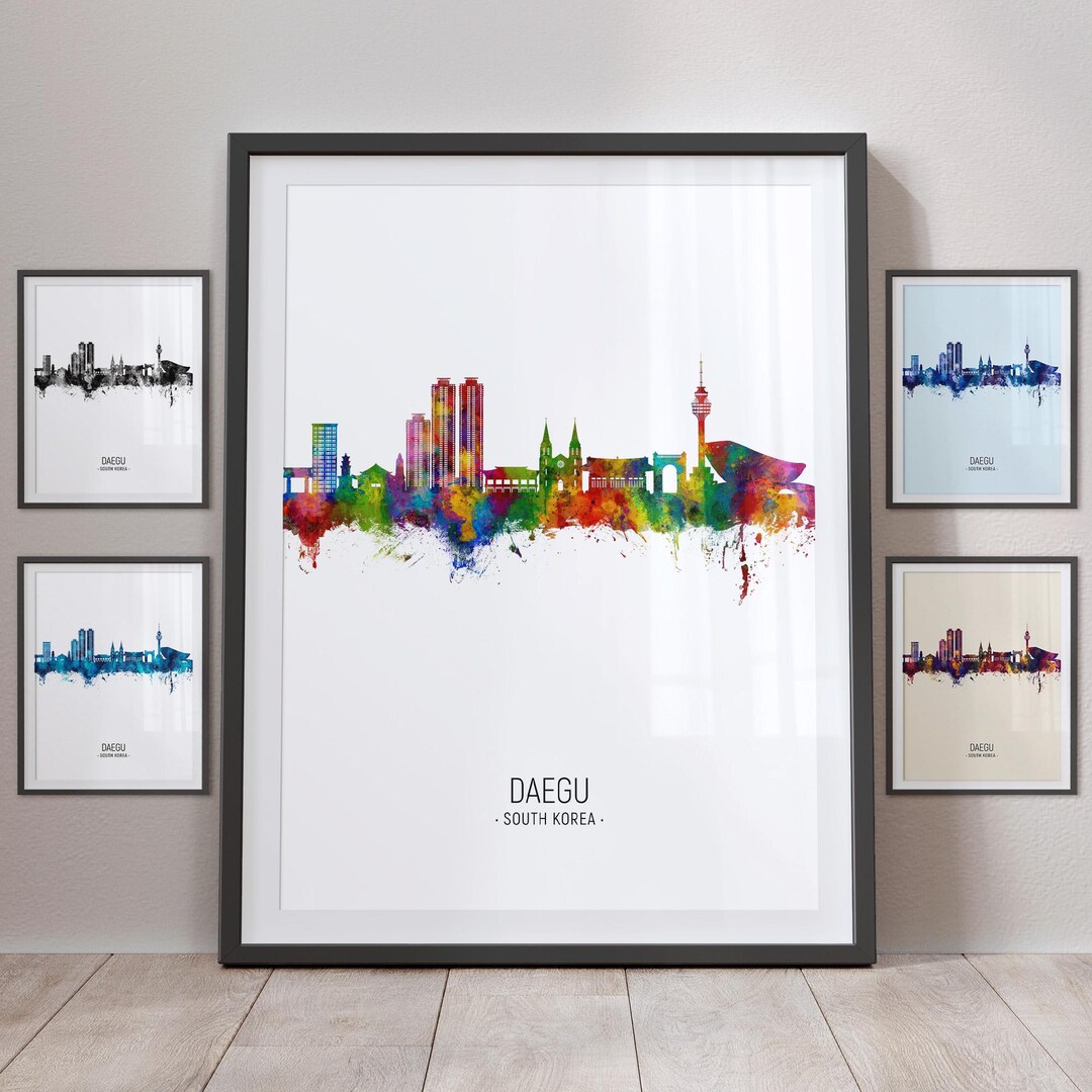 Daegu Skyline, Daegu South Korea Cityscape Art Print Poster Portrait PX ...