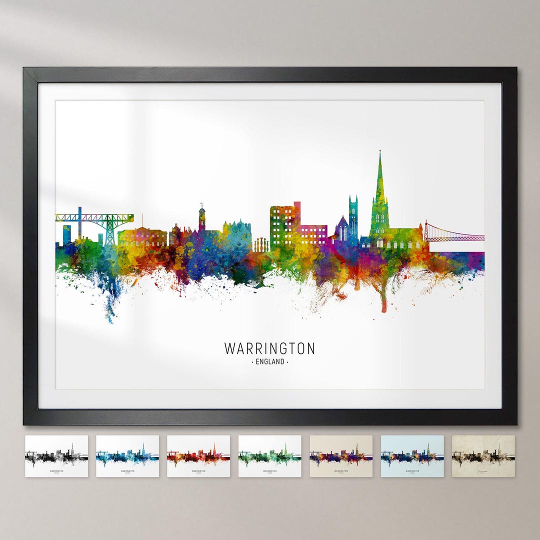 Warrington Skyline England, Cityscape Painting Art Print Poster CX ...