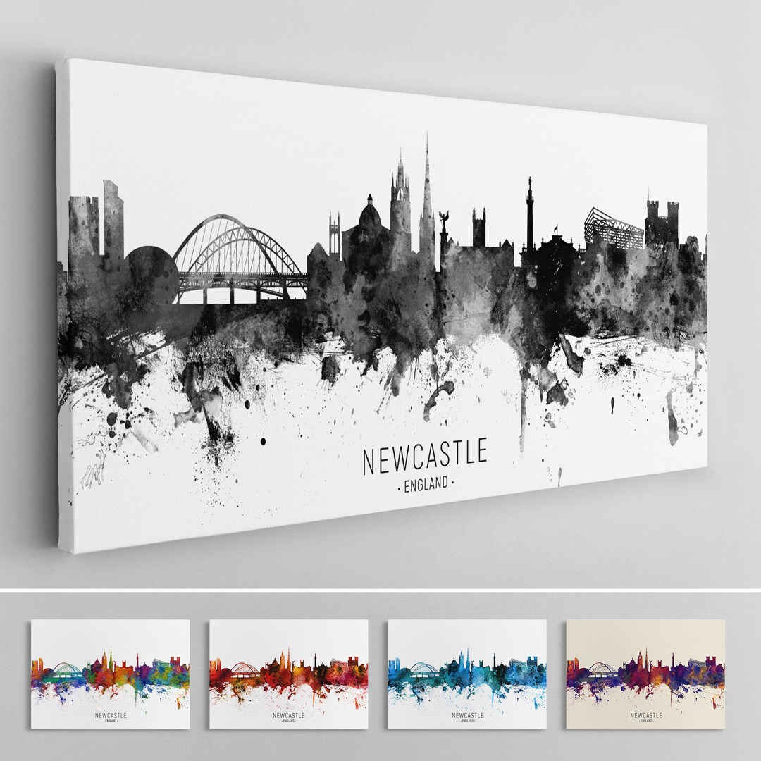 Newcastle Skyline Canvas, England Cityscape Box Canvas Art Print (11479 ...