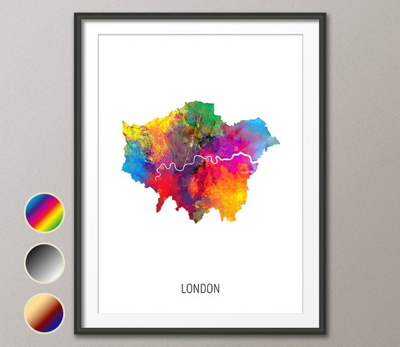 London Map Watercolour Art Print Poster Colour Black White | Etsy