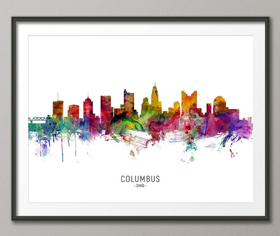 Columbus Skyline Ohio Cityscape Painting Art Print Poster CX | Etsy