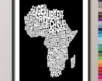Typography Map of Africa Map Text Art Print 106 - Etsy