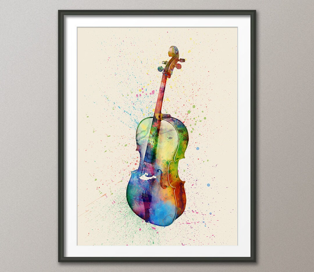 Cello Abstract Watercolor Music Instrument Art Print 2003 - Etsy
