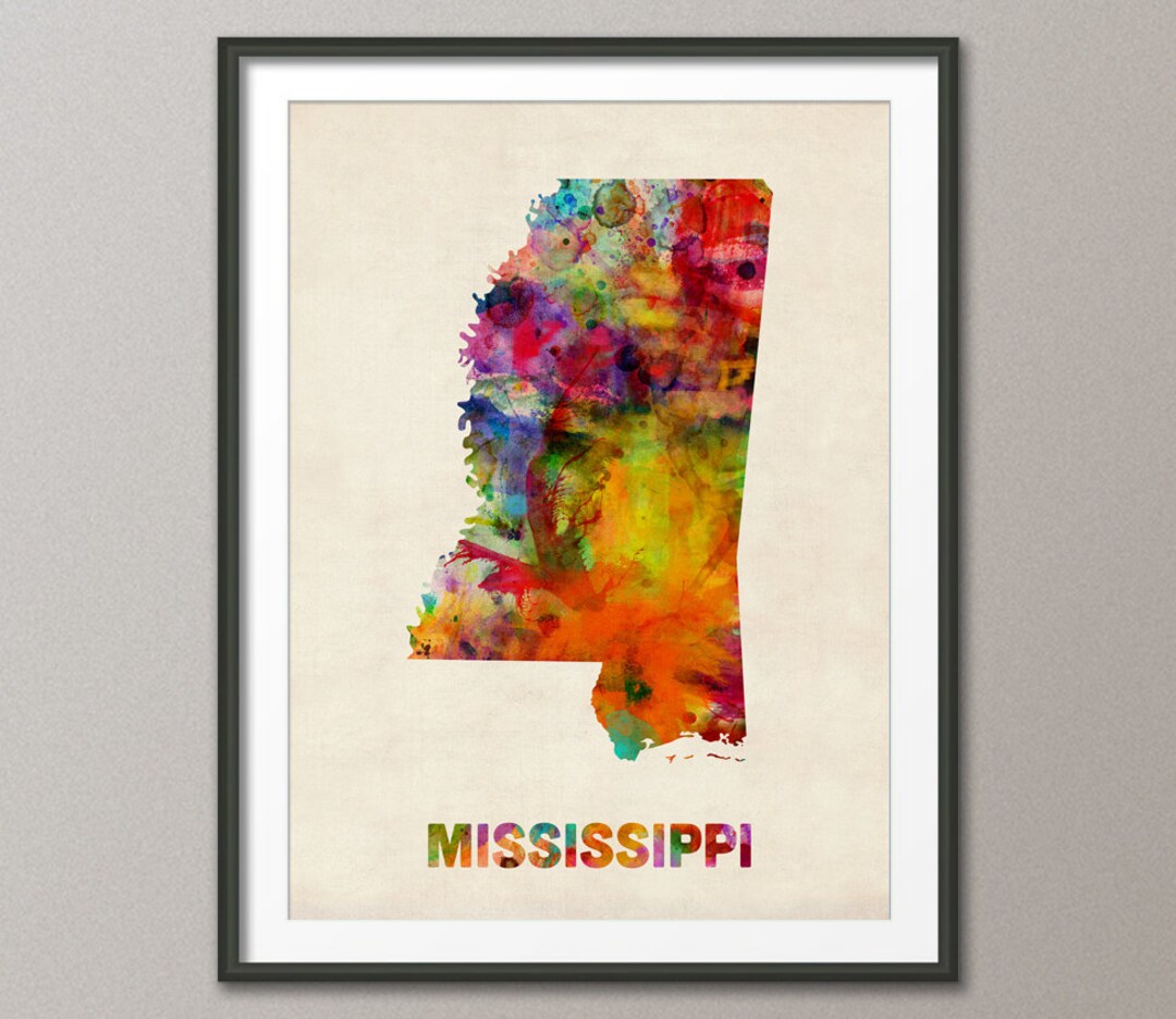 Mississippi Watercolor Map USA, Art Print JX (403) - Etsy