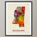 Mississippi Watercolor Map USA, Art Print 403 - Etsy
