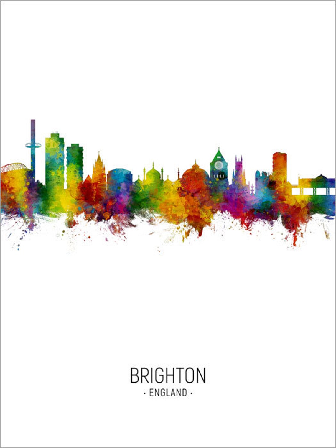 Brighton Skyline Brighton England Cityscape Art Print Poster | Etsy
