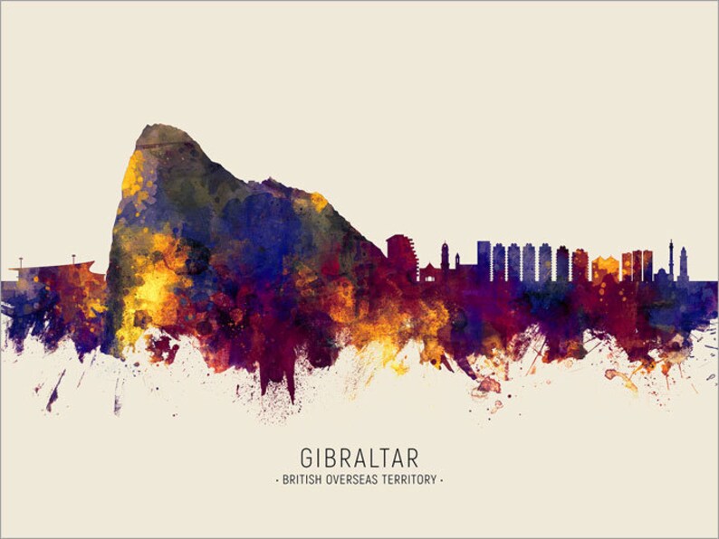 Gibraltar Skyline Cityscape Painting Art Print Poster LS - Etsy