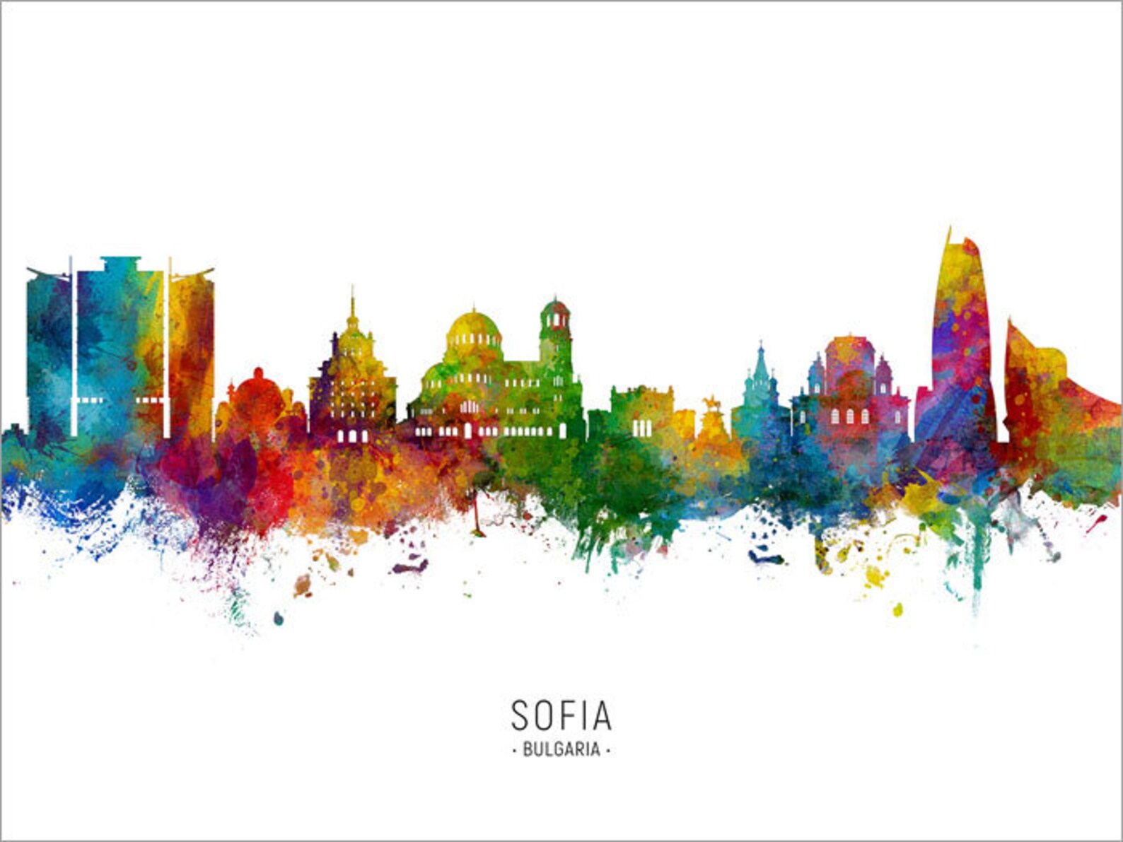 Sofia Skyline Bulgaria Cityscape Painting Art Print Poster CX | Etsy