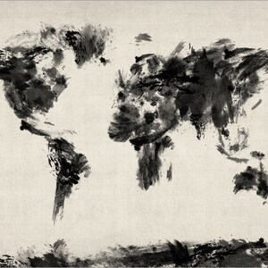 Map of the World Map Dark Abstract Painting, Art Print 101 - Etsy