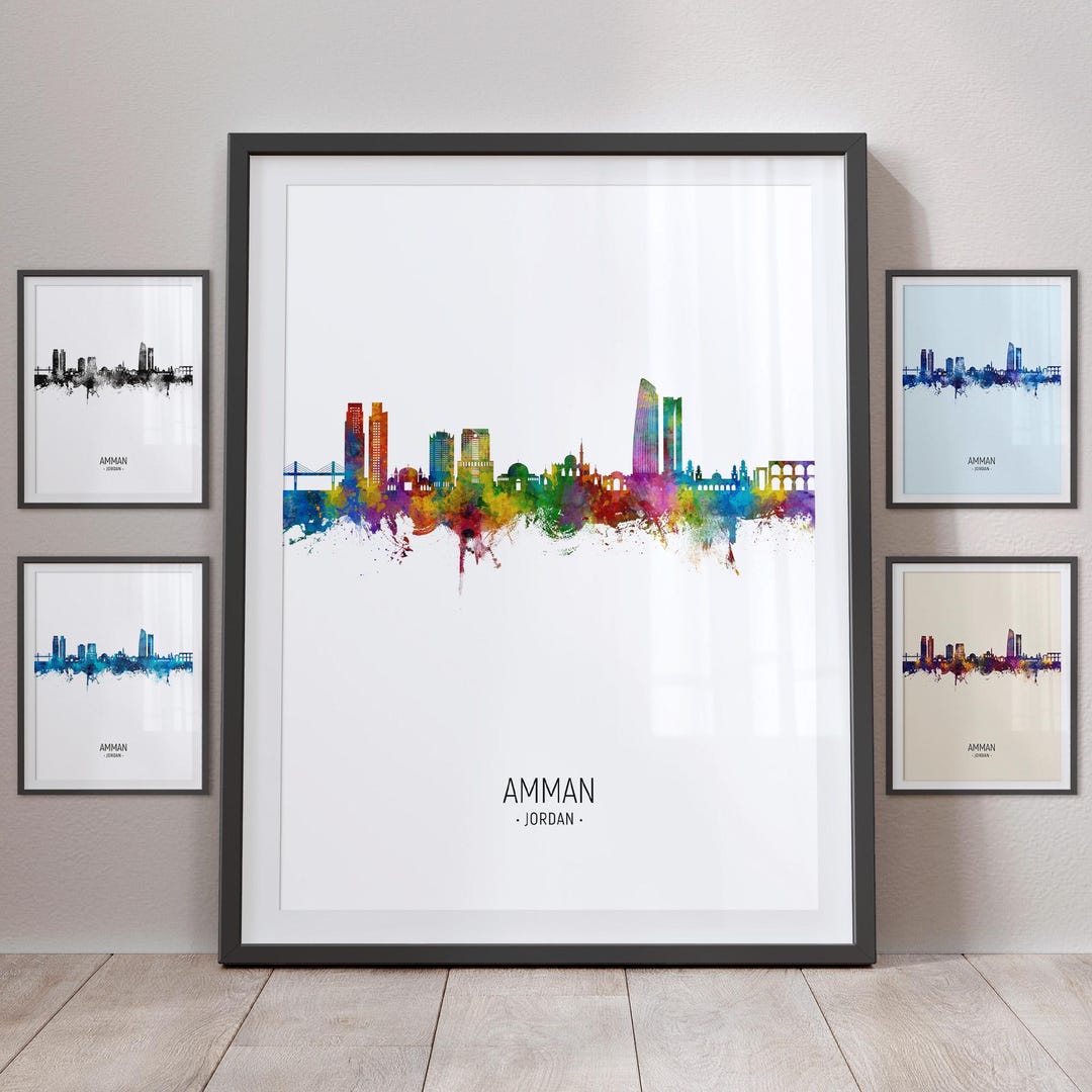 Amman Skyline, Amman Jordan Cityscape Art Print Poster Portrait PX ...