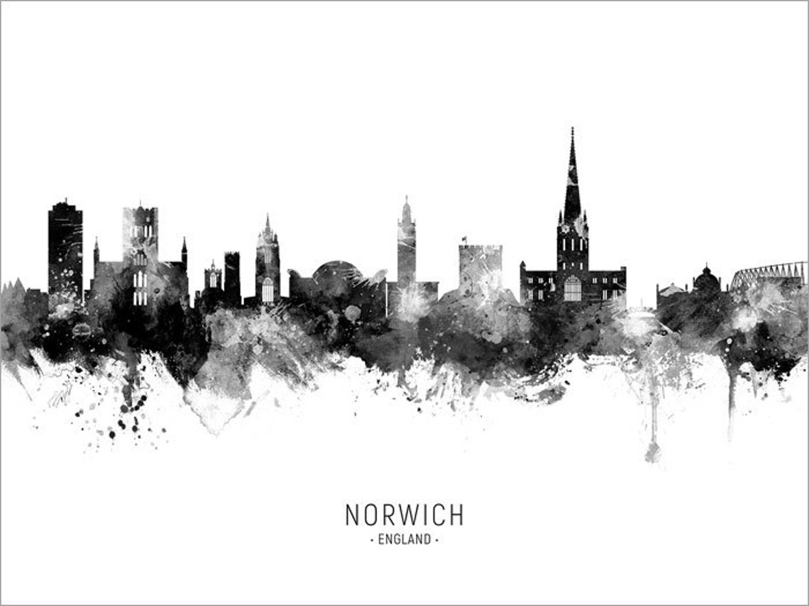 Norwich Skyline Norwich England Cityscape Art Print Poster | Etsy