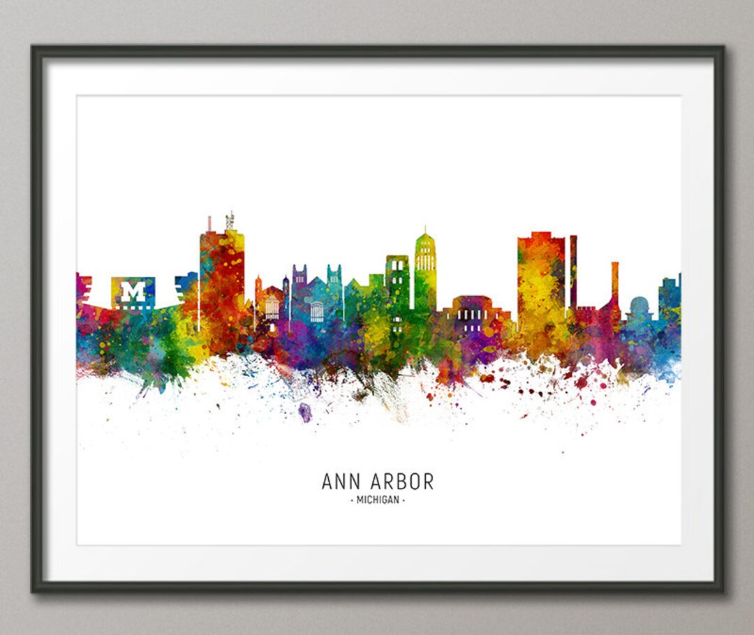 Ann Arbor Skyline Michigan Cityscape Painting Art Print - Etsy UK