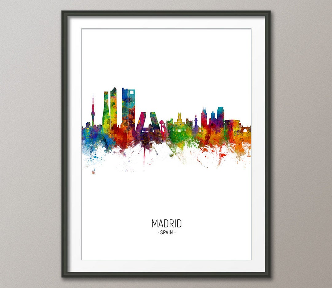 Madrid Skyline, Madrid Spain Cityscape Art Print Poster Portrait 5006 ...