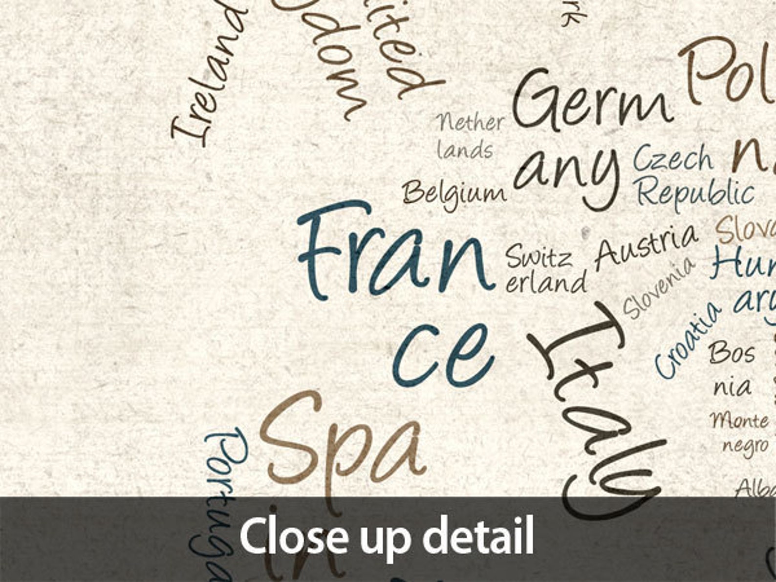 Writing Text Map of the World Map Art Print 362 | Etsy