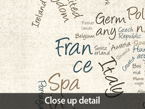 Writing Text Map of the World Map Art Print 362 | Etsy