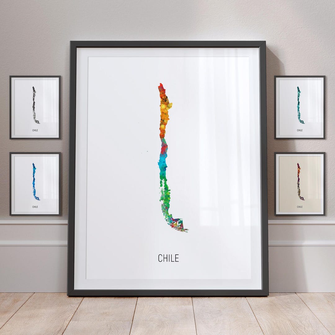 Chile Map, Watercolour Painting Art Print Poster MX (10805) - Etsy