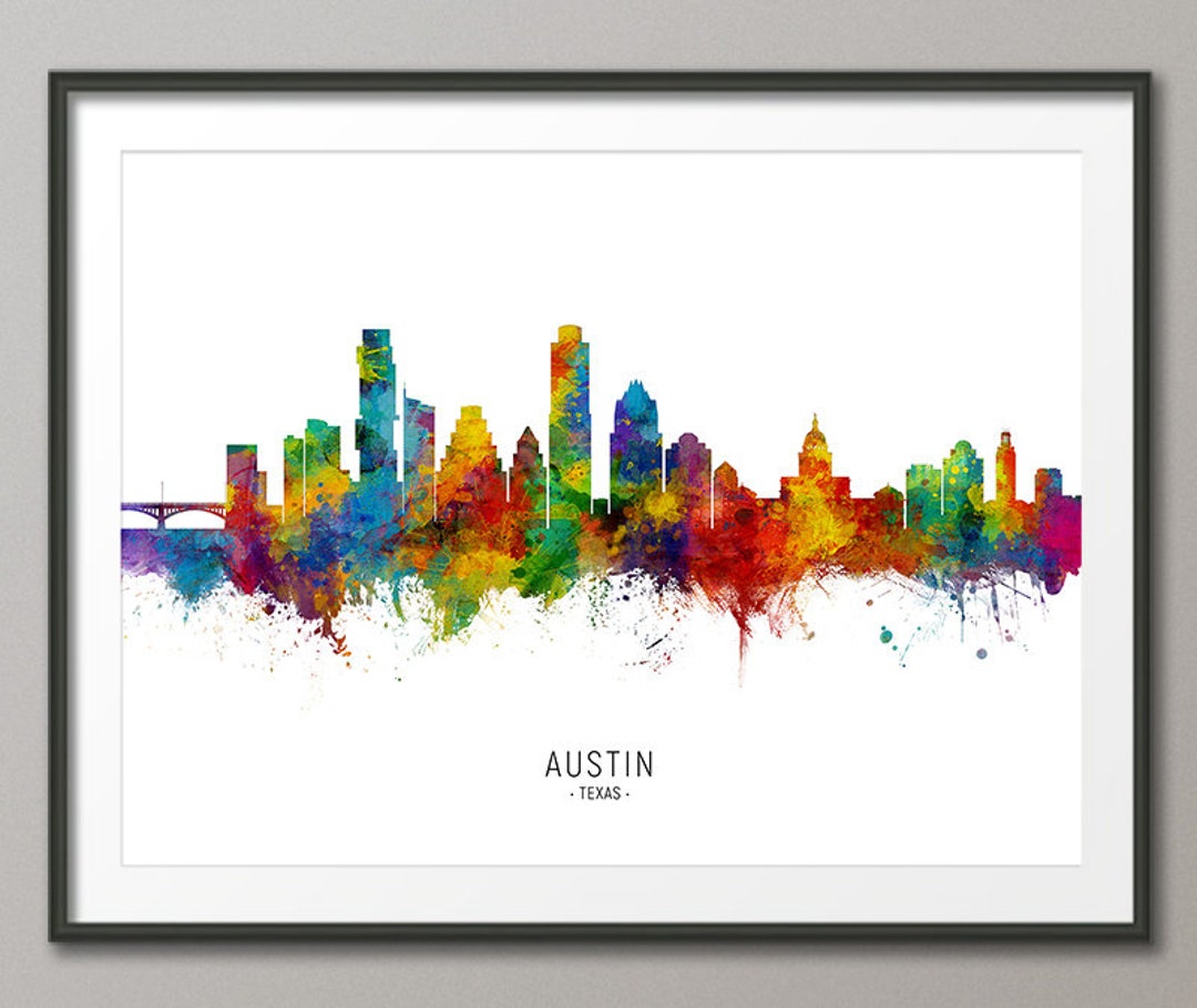 Austin Skyline Texas, Cityscape Painting Art Print Poster CX 10676 - Etsy