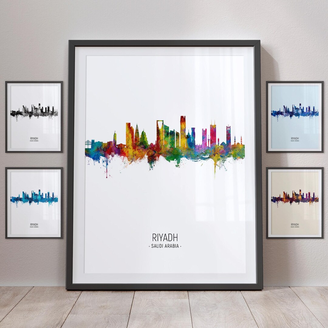 Riyadh Skyline, Saudi Arabia Cityscape Art Print Poster Portrait - PX ...