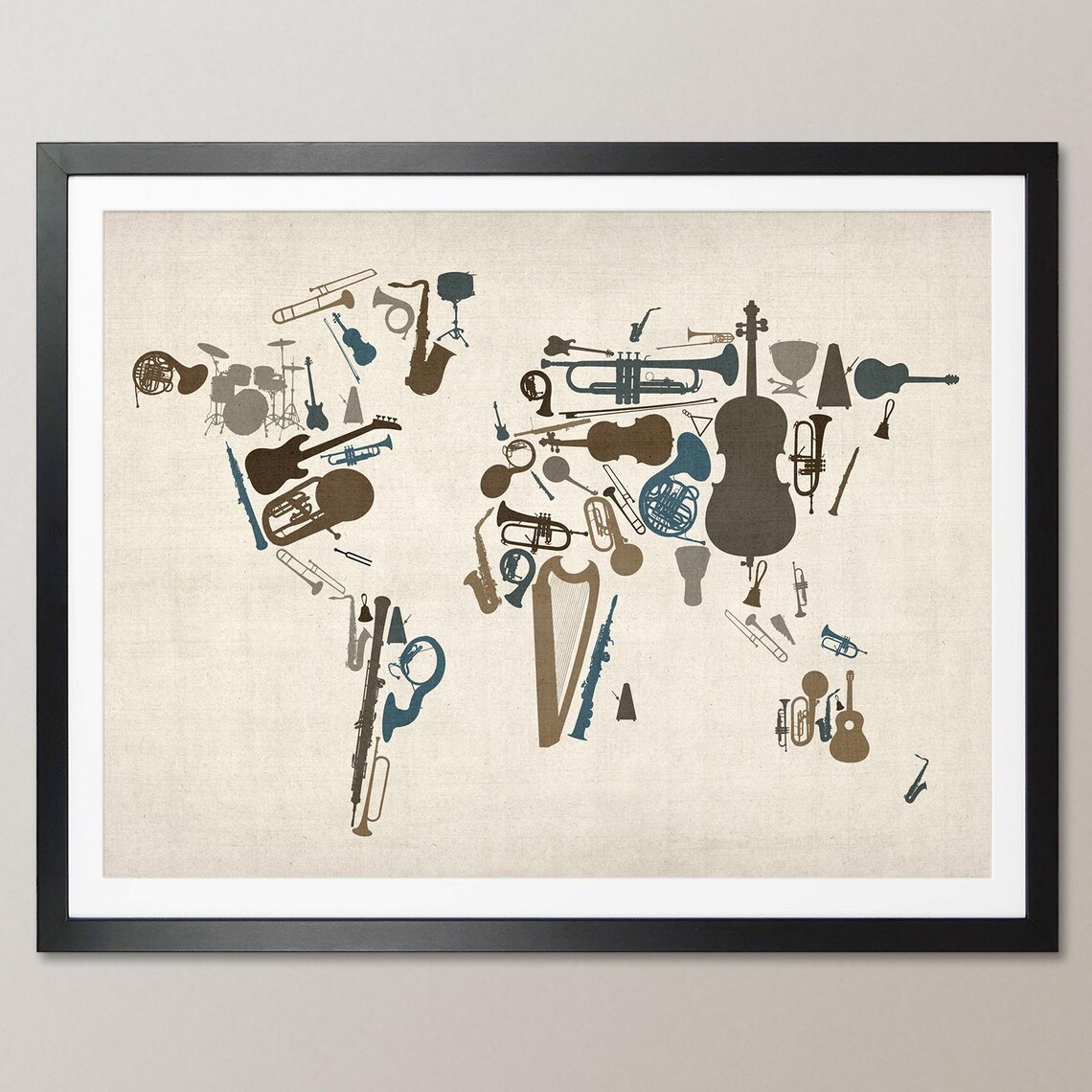 Music Instruments Map of the World Map, Art Print WM (459) - Etsy Canada