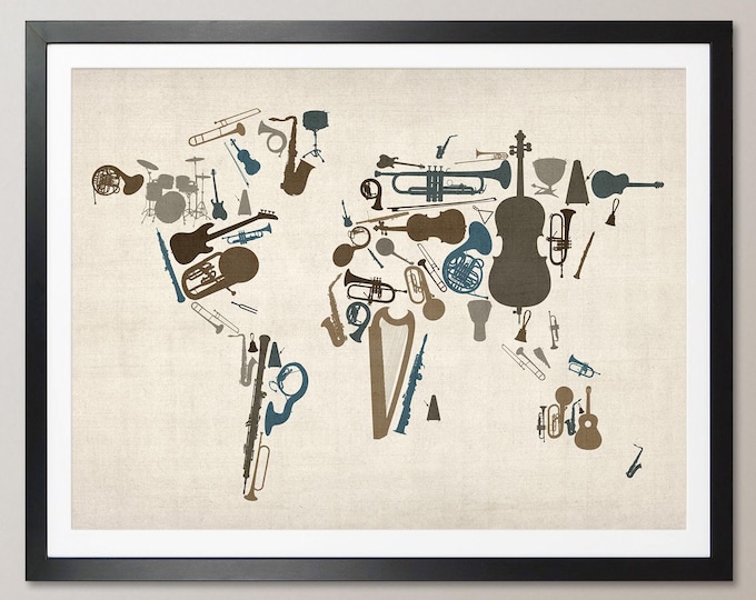 Music Instruments Map of the World Map, Art Print WM (459) - Etsy Canada