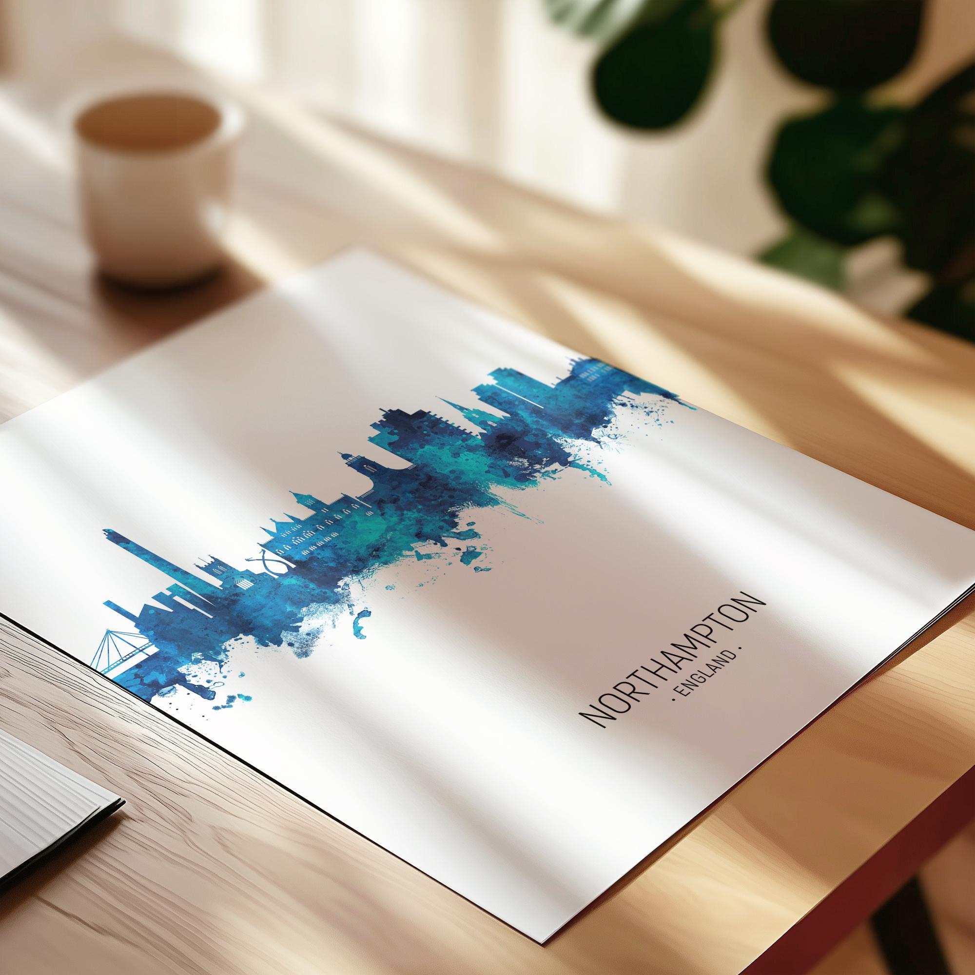 Northampton Skyline, England Cityscape Art Print Poster Portrait - PX ...