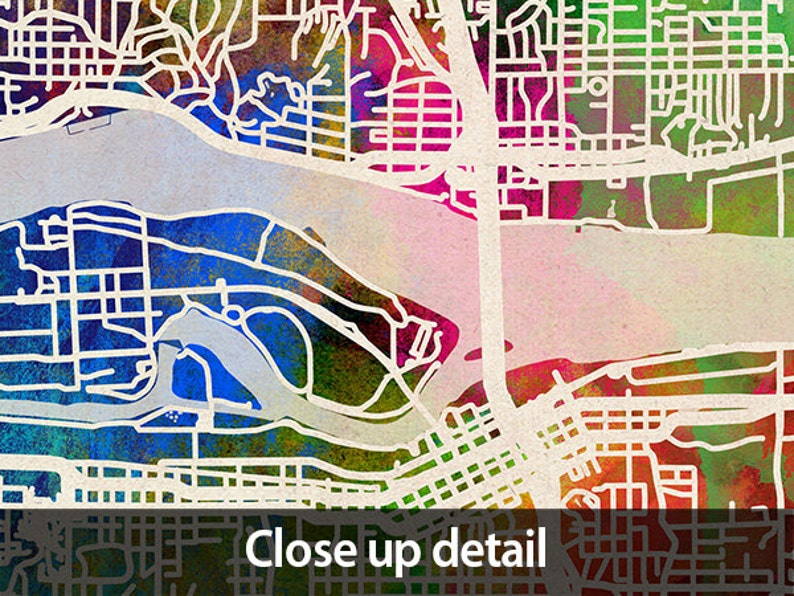 Quad Cities Map, Davenport, Bettendorf, Rock Island, Moline, Art Print ...