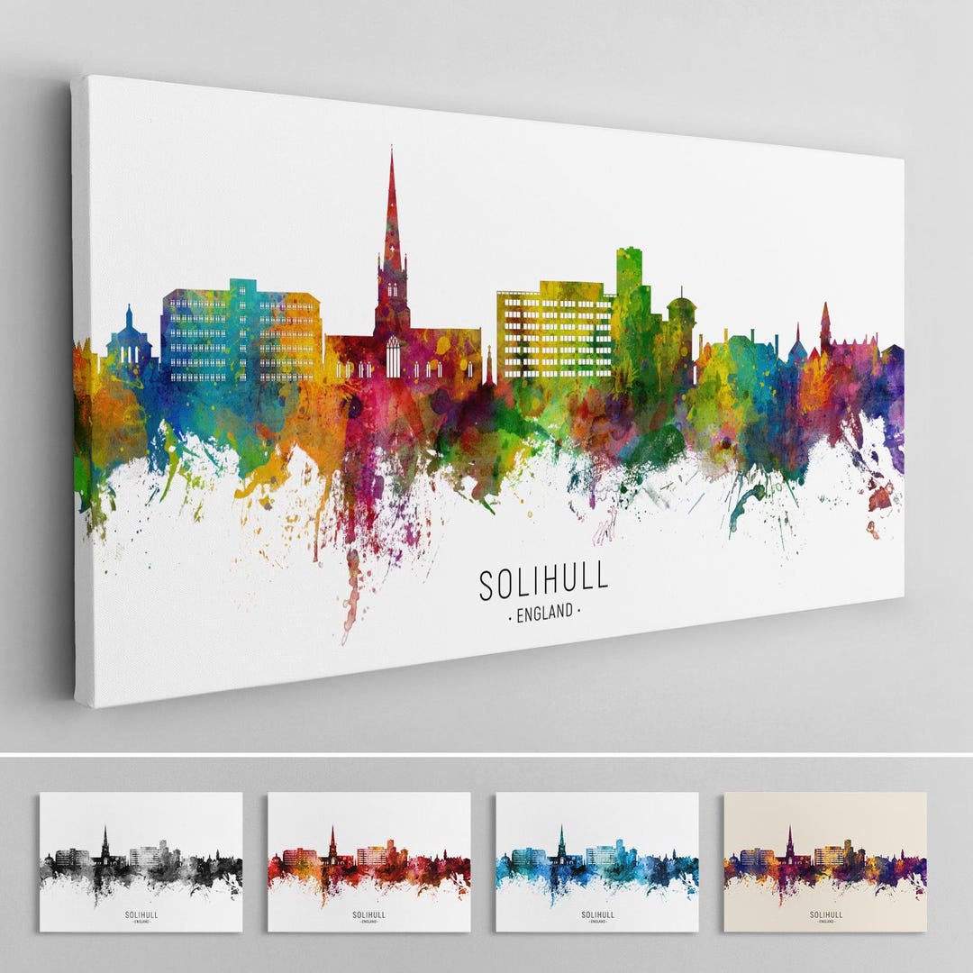 Solihull Skyline Canvas, England Cityscape Box Canvas Art Print (16690 ...