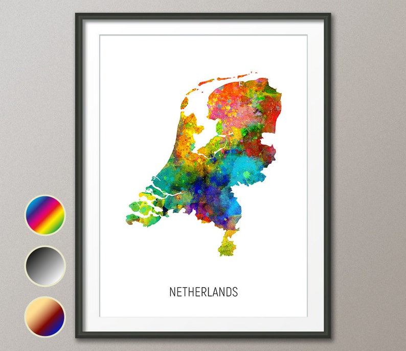 Netherlands Map Watercolour Art Print Poster Colour Black - Etsy