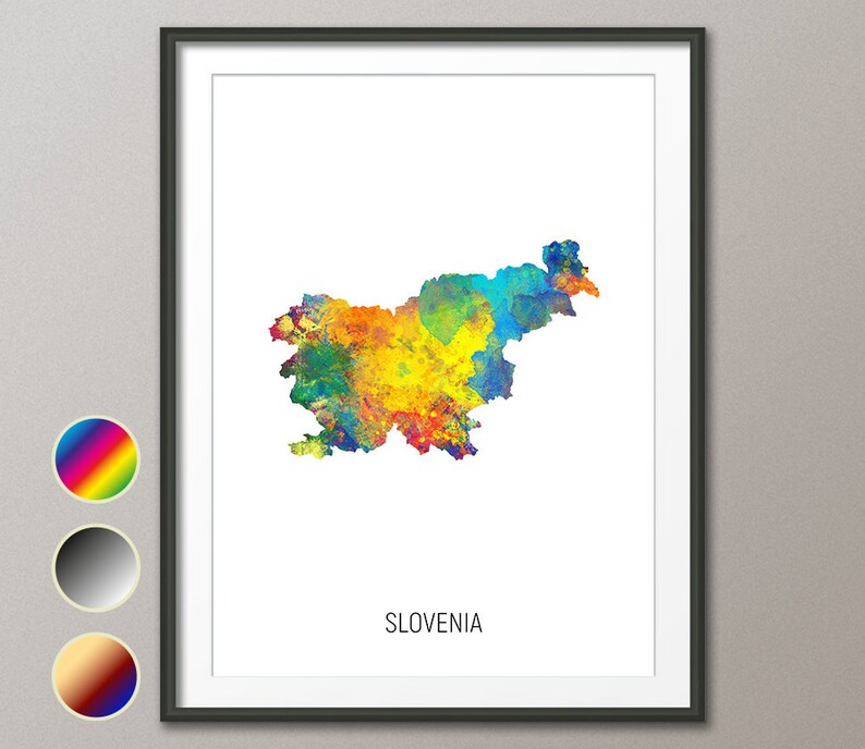 Slovenia Map Watercolour Art Print Poster Colour Black - Etsy