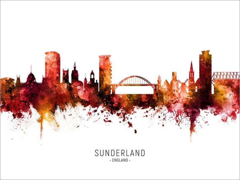 Sunderland Skyline England Cityscape Art Poster Print Blue - Etsy