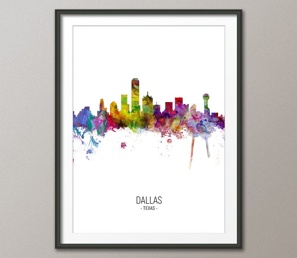 Dallas Skyline Dallas Texas Cityscape Art Print Poster | Etsy