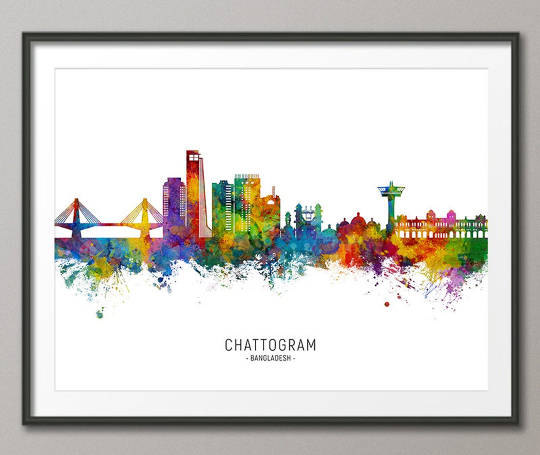 Chattogram Skyline Bangladesh Chittagong Cityscape Painting - Etsy