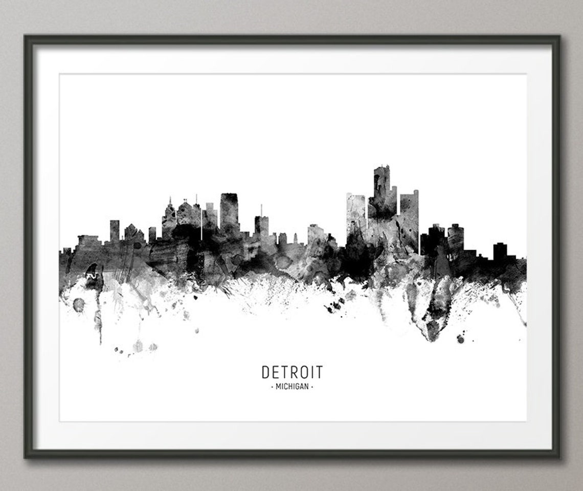 Detroit Skyline Detroit Michigan Cityscape Art Print Poster - Etsy