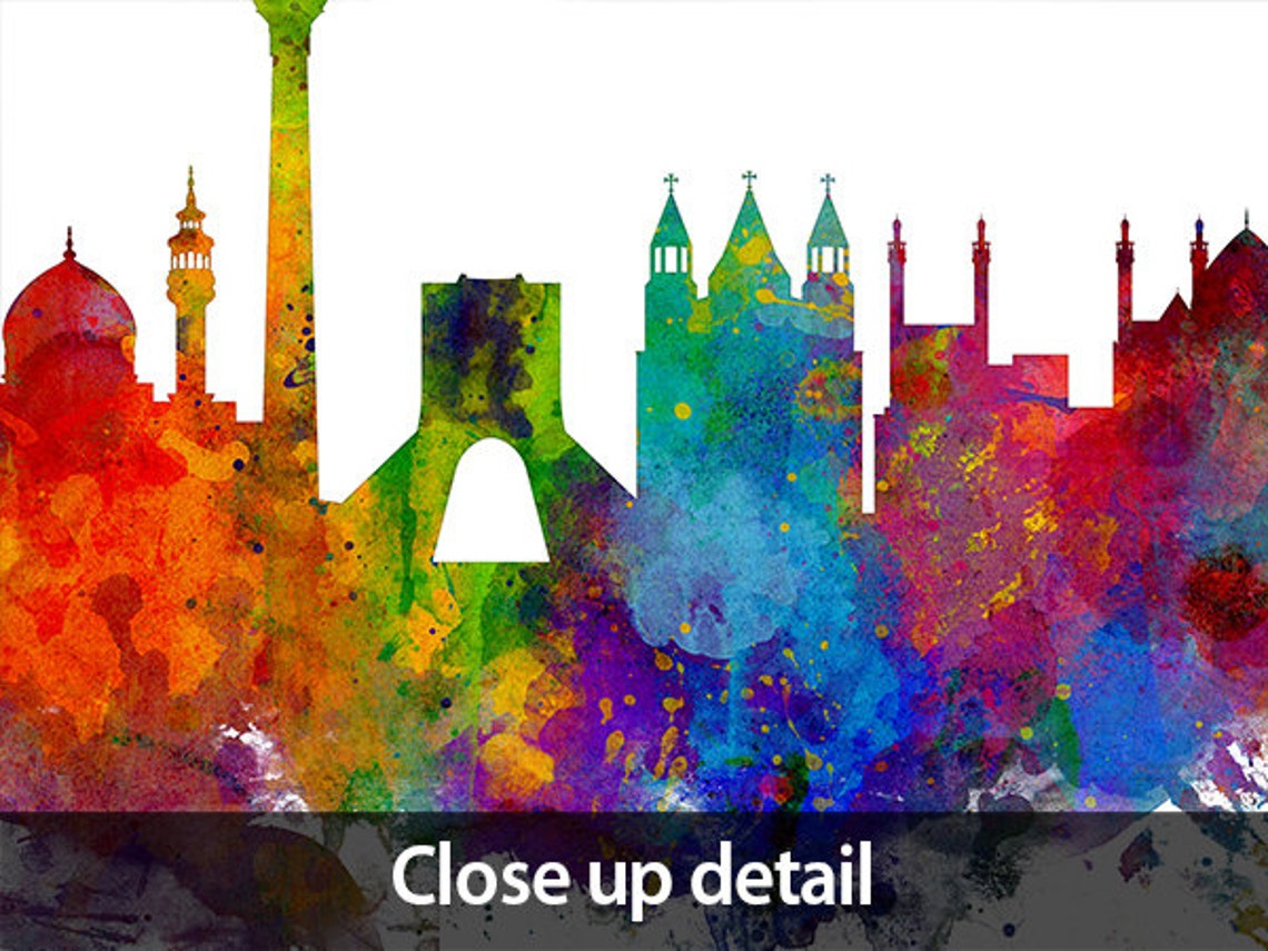 Tehran Skyline Iran Cityscape Painting Art Print Poster CX - Etsy