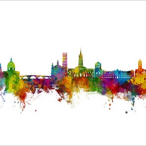 Toulouse Skyline France, Cityscape Painting Art Print Poster CX 16758 ...