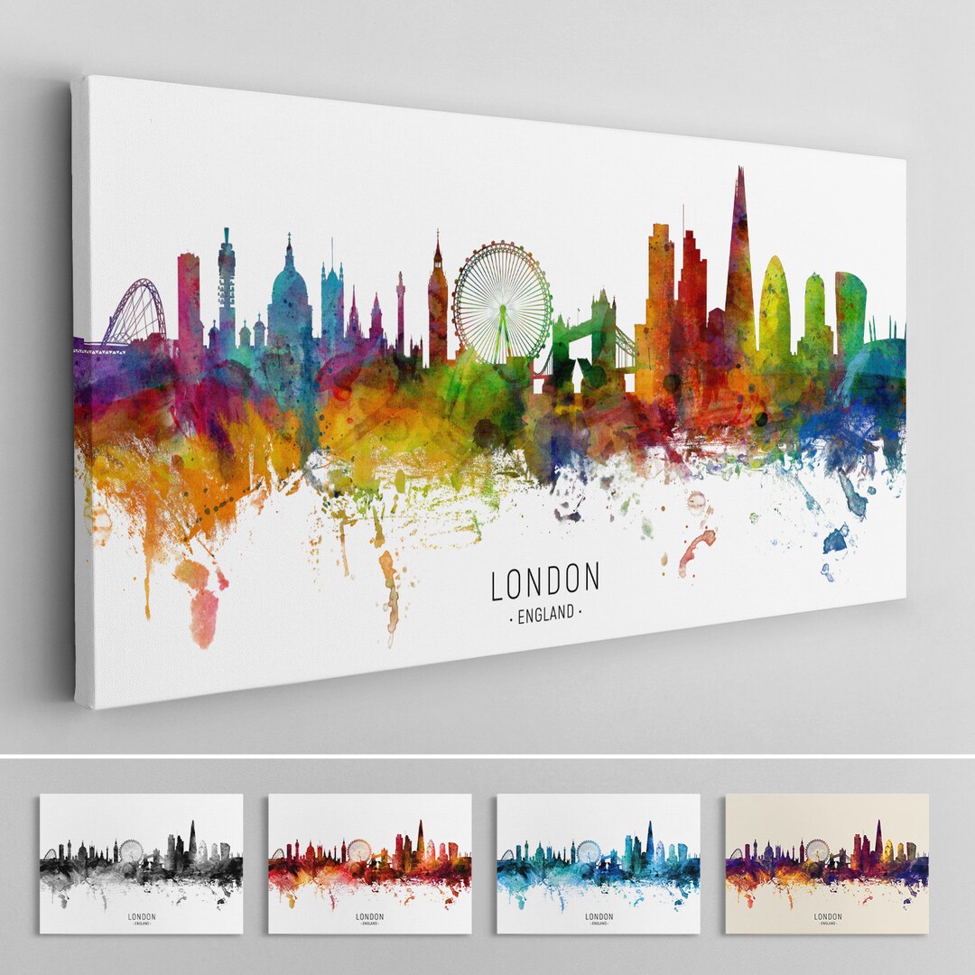 London Skyline Canvas, England Cityscape Box Canvas Art Print (6481 ...
