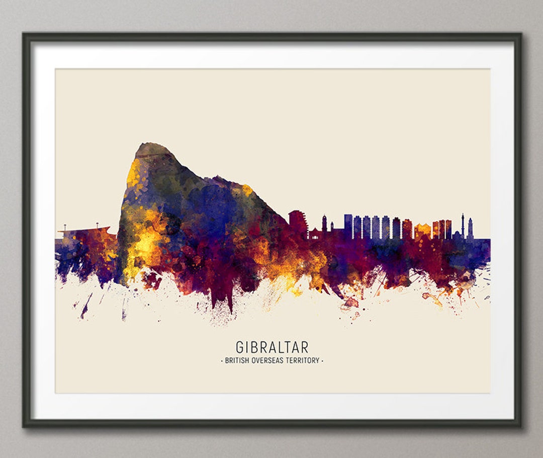 Gibraltar Skyline Cityscape Painting Art Print Poster LS - Etsy