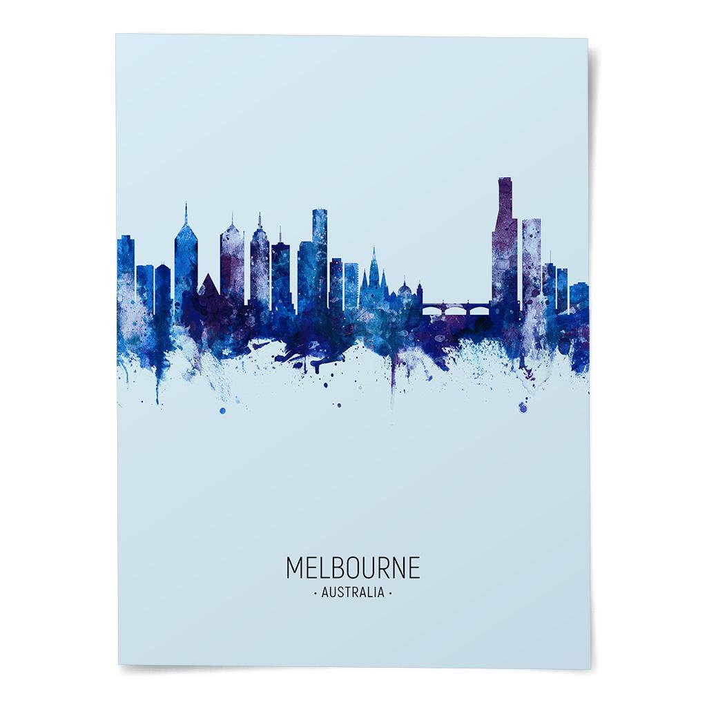 Melbourne Skyline, Melbourne Australia Cityscape Art Print Poster ...