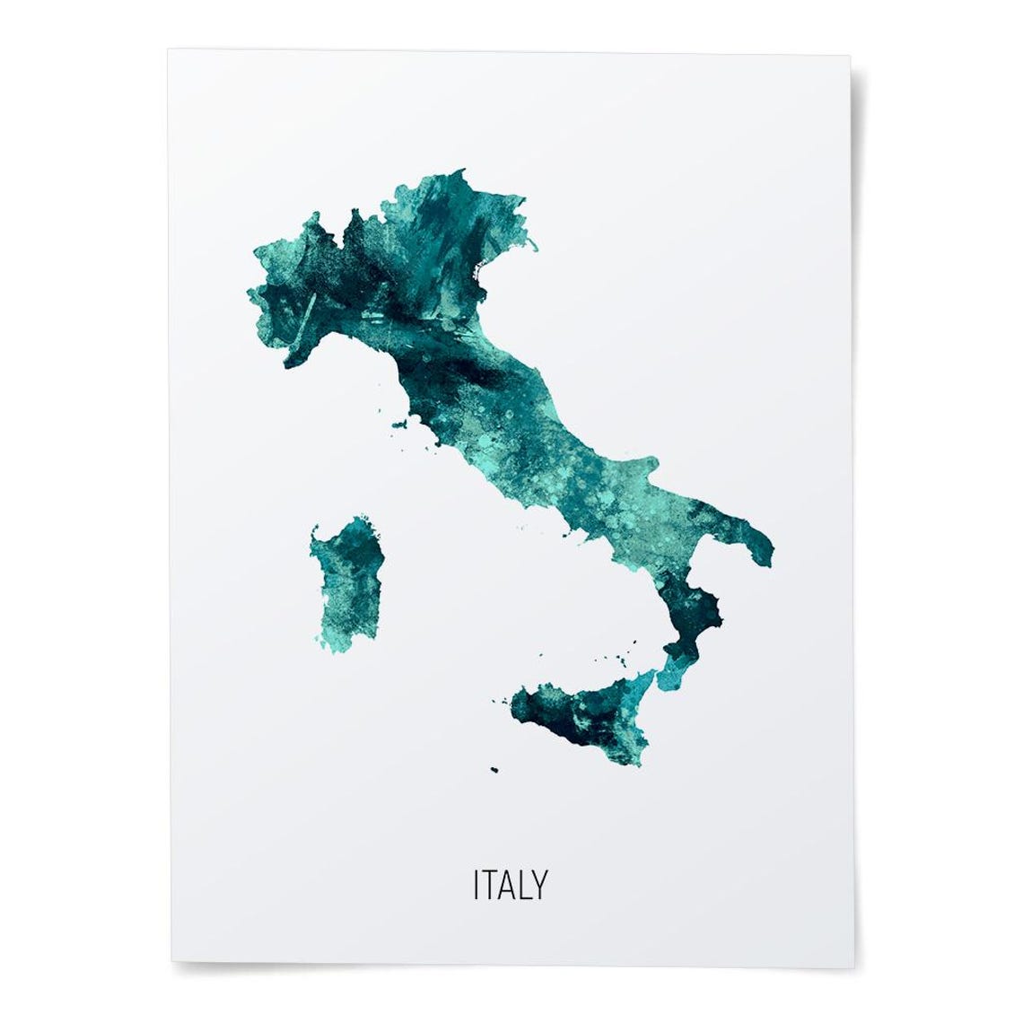 Italy Map, Watercolour Painting Art Print Poster, Portrait - MX (10858 ...