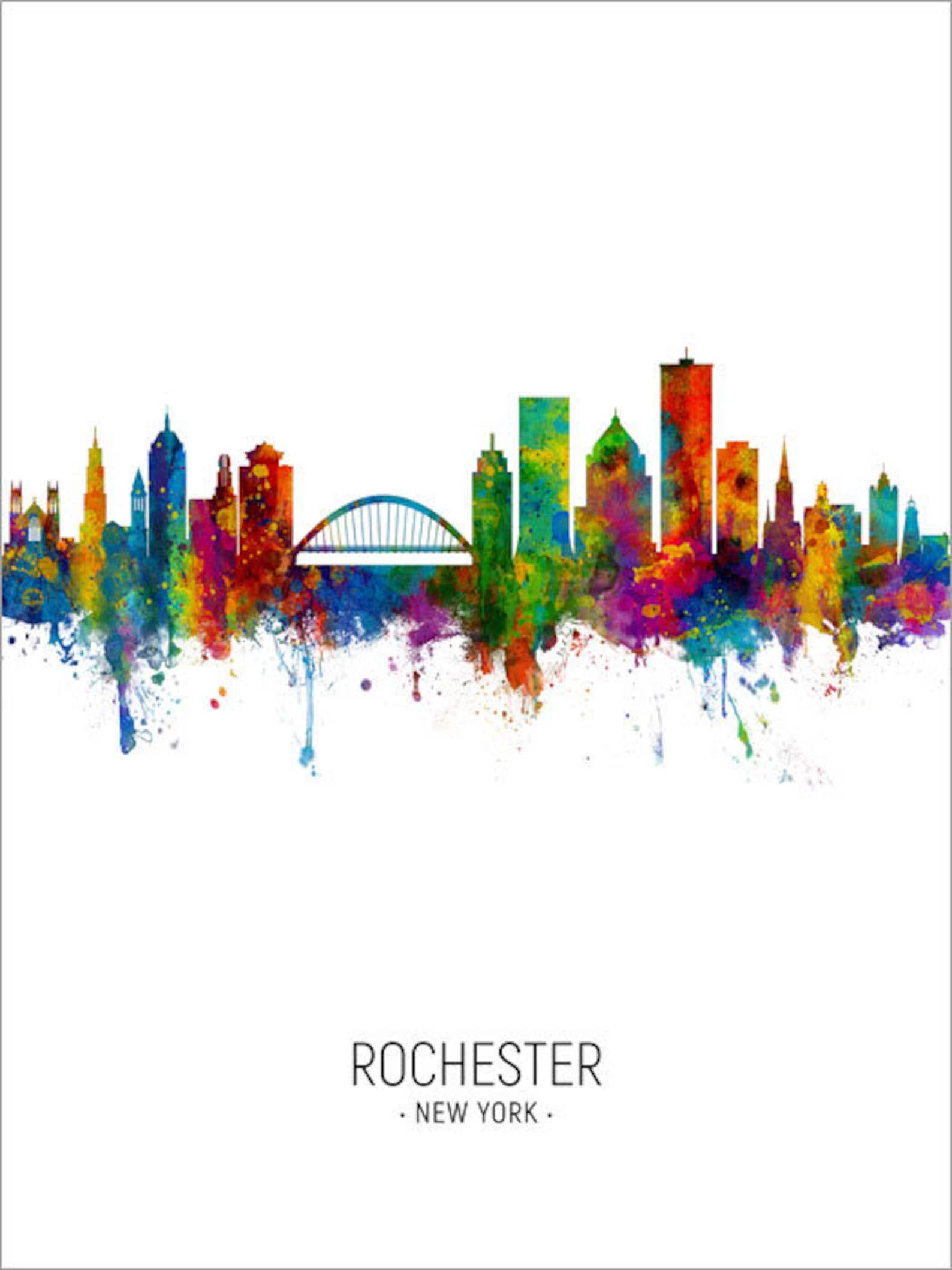 Rochester Skyline Rochester New York Cityscape Art Print - Etsy
