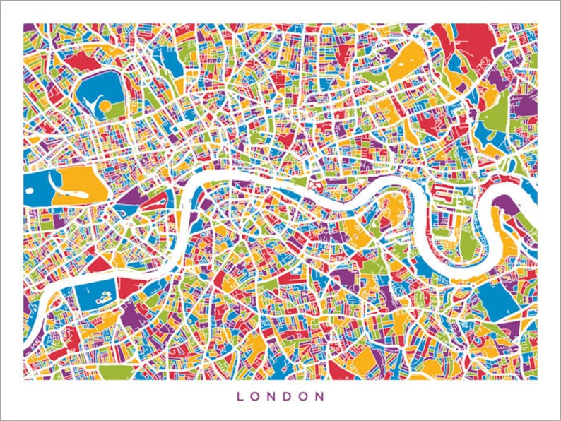 London Map Street Map of London England Art Print 436 | Etsy