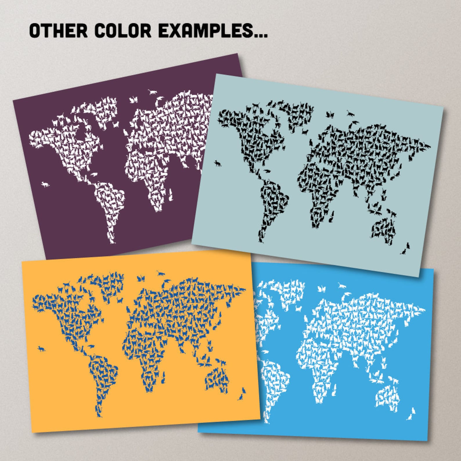 Cats Map of the World Map Art Print 182 - Etsy