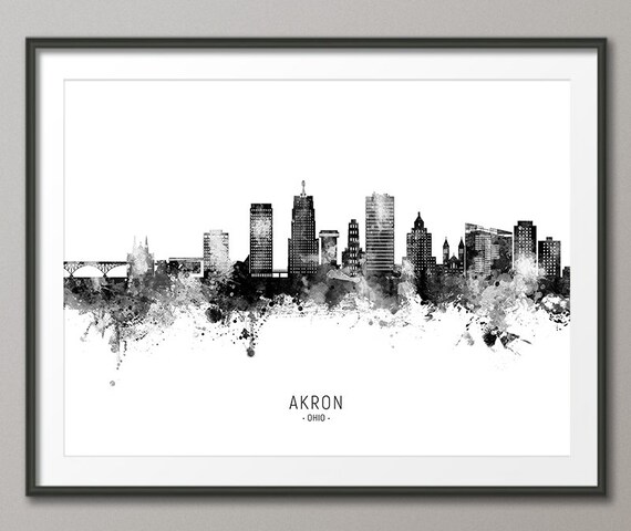 Akron Skyline Akron Ohio Cityscape Art Print Poster 24615 | Etsy