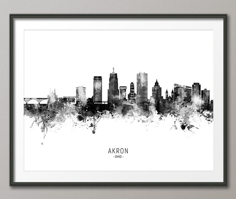Akron Skyline Akron Ohio Cityscape Art Print Poster 24615 - Etsy