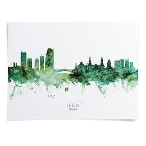 Leeds Skyline England, Cityscape Painting Art Print Poster CX (6587 ...
