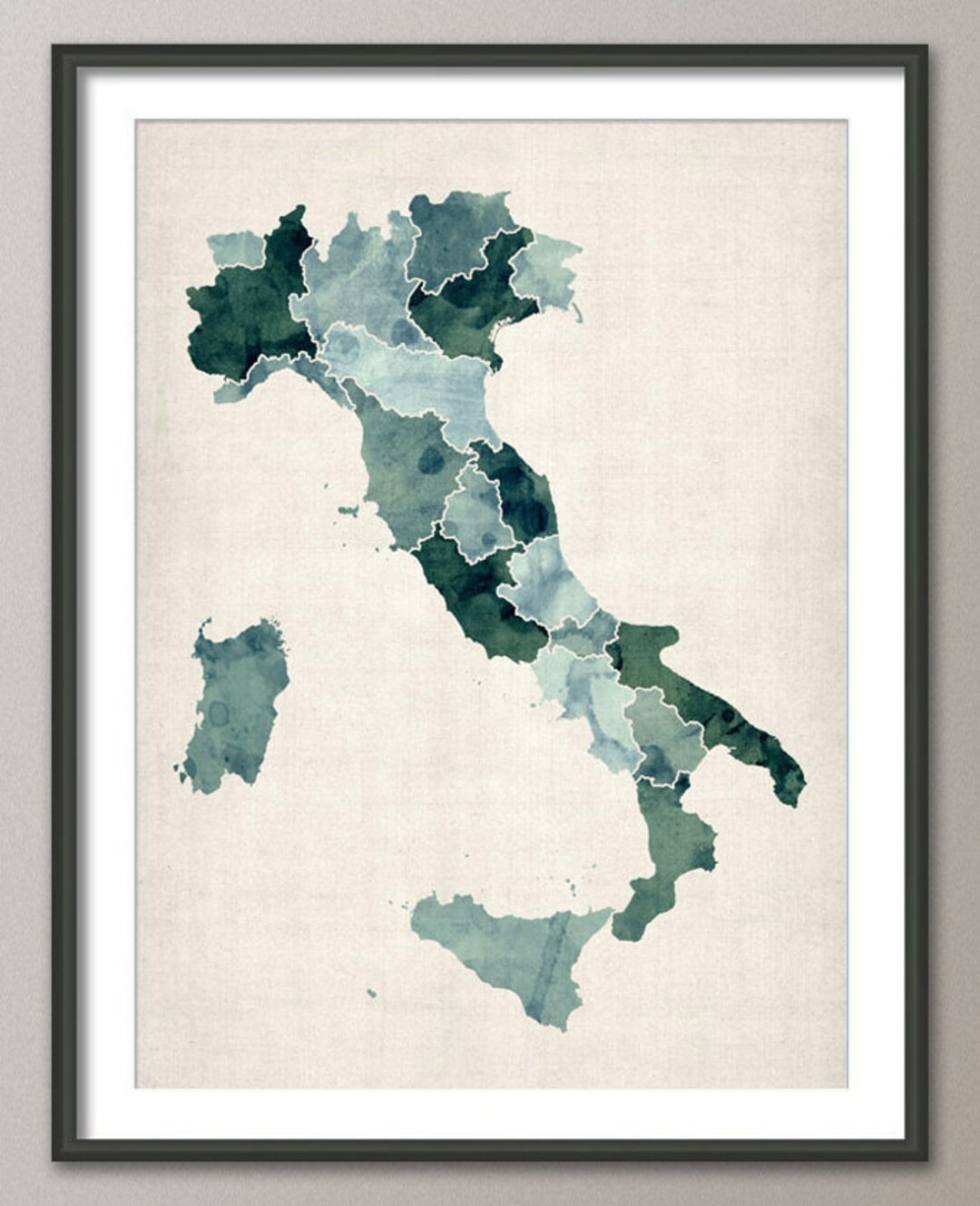 Italy Map Art Print: Watercolor Travel Decor (734) - Etsy