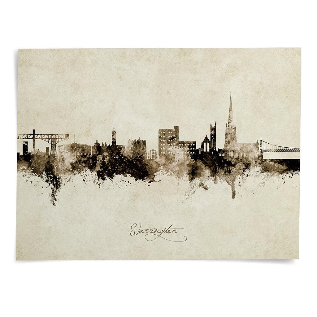 Warrington Skyline England, Cityscape Painting Art Print Poster CX ...