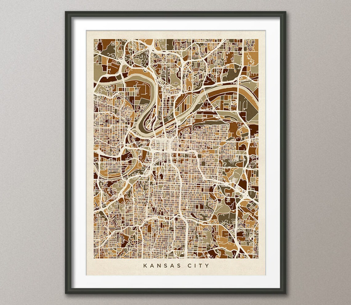 Kansas City Map Kansas City Missouri City Map Art Print - Etsy