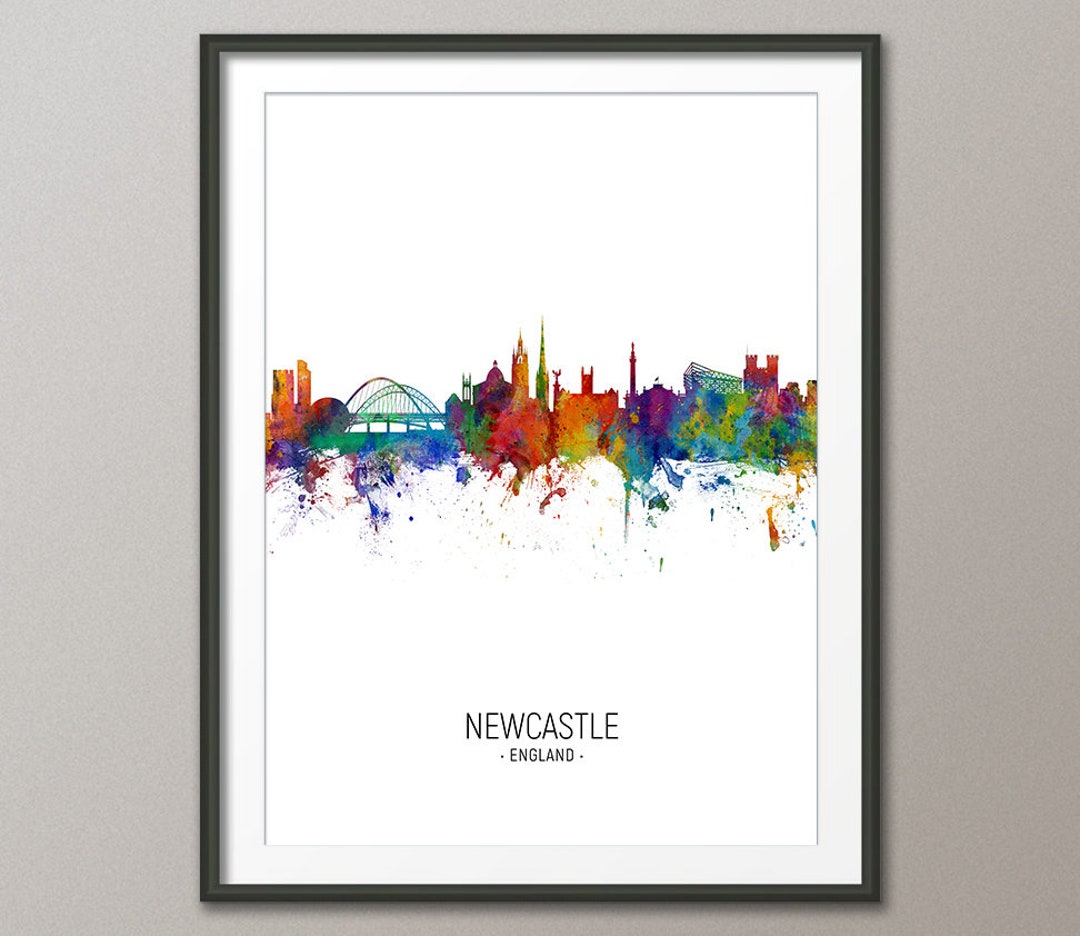 Newcastle Skyline, Newcastle England Cityscape Art Print Poster ...